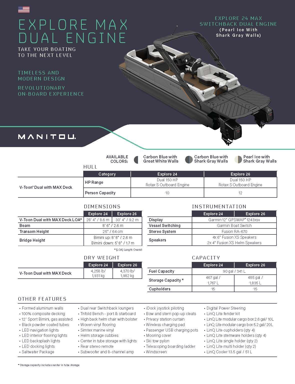 Manitou Explore 24 Max Switchback Dual Engine - Boats for Sale ...