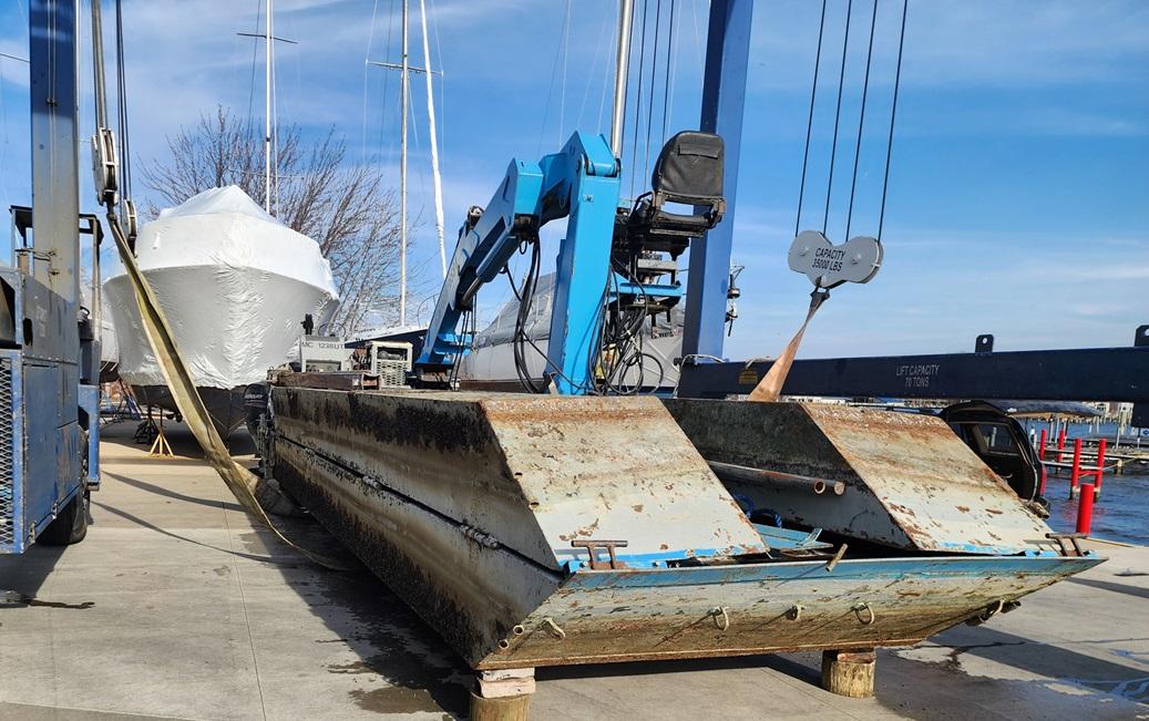 Commercial Truckable Spud Barge w Crane - Boats for Sale - Seamagazine